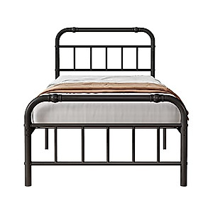 FSCHOS Twin-XL-Bed-Frames-with-Headboard & Footboard, 14 Inch High, Metal Platform XL-Twin-Bed-Frame, Premium Steel Heavy Duty Bed Frame No Box Spring Needed, Easy Assembly, Black