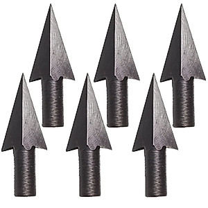 AMEYXGS 6/12pcs 8mm Diameter Metal Traditional Broadheads Archery Glue on Arrowheads for Wooden Bamboo Arrows (12)