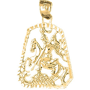 Jewels Obsession Silver Saint George Killing the Dragon Pendant | 14K Yellow Gold-plated 925 Silver Saint George Killing the Dragon Pendant