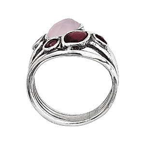 Silpada 'Red Alert' Natural Garnet, Rose Quartz, & Pink Tourmaline Ring in Sterling Silver, Size 8