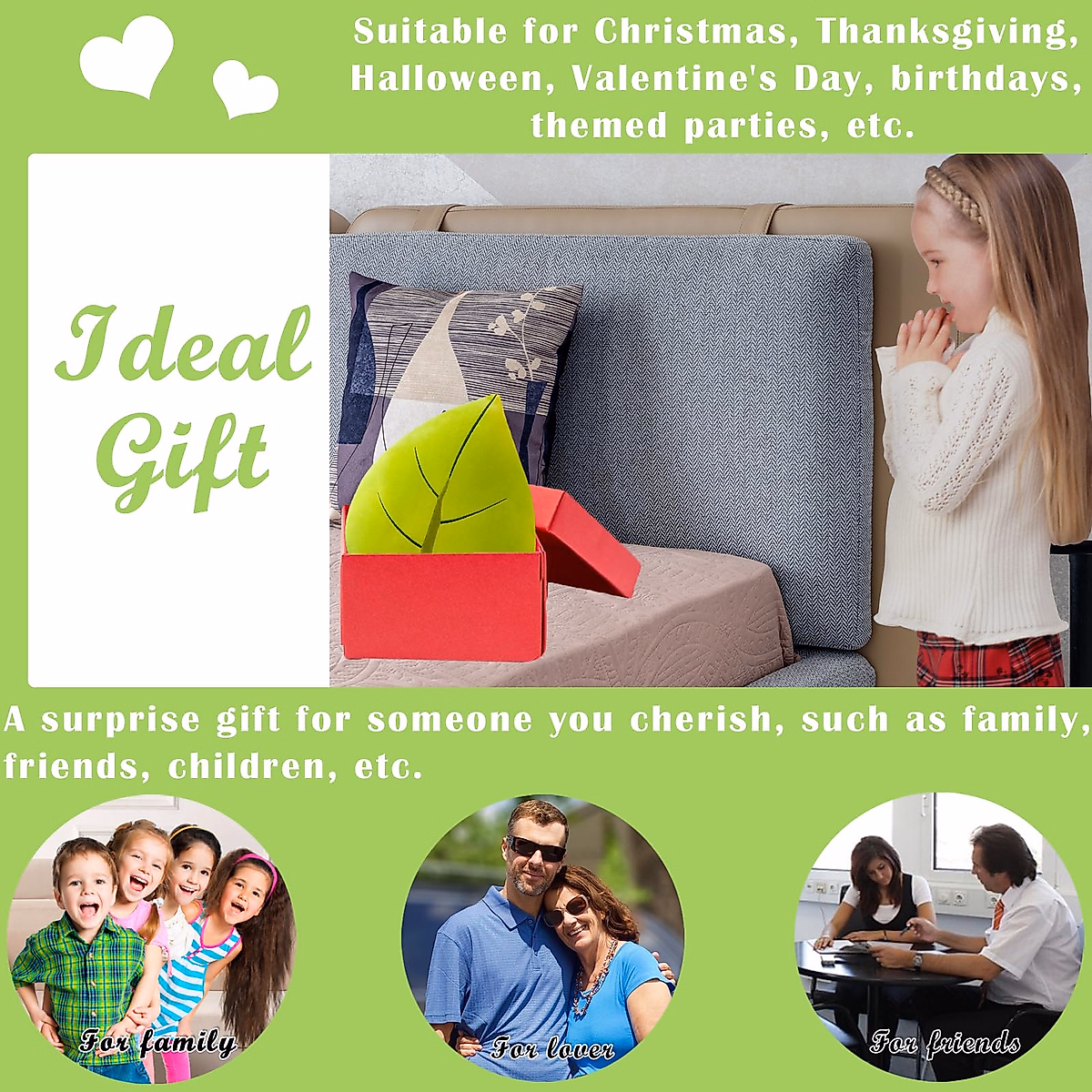 zhidiloveyou Leaf Pillow Plush Stuffed Plant Shaped Decorative Cushion Cute 3D Leaf Toy 19.7"