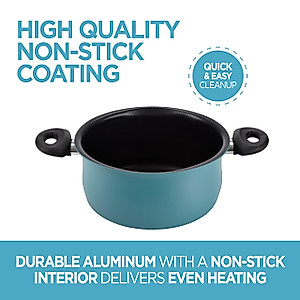 Bialetti Taste of Italy Nonstick Pasta Pot with Strainer Lid, 5.5-Quart, Teal