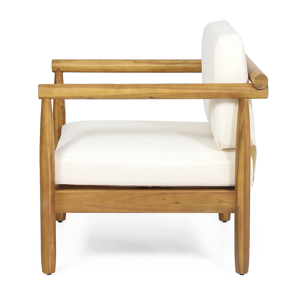 Christopher Knight Home 318120 Bonsallo Club Chair, Teak + Cream