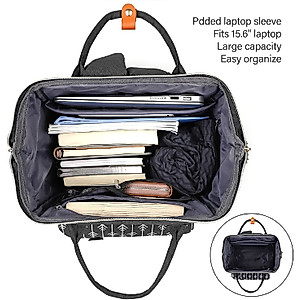 RJEU Backpack for Women, Anti Theft Slim Durable Travel Laptop Backpack with USB Charging Port, Water Resistant College School Backpack Fits 15.6 Inch Notebook, Black