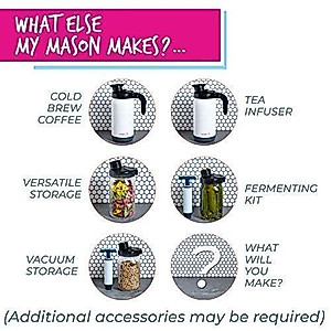 Nourished Essentials Fruit Infuser Water Bottle - with 35 oz Thermal Jar - Compatible with All Glass Wide Mouth Mason Jars - BPA Free - Infuse water, for sport, outdoor and indoor recreation