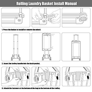 Bukere Extra Large Rolling Laundry Basket with Wheels, 90L Freestanding Collapsible Laundry Hamper Bag for Clothes Storage, Removable Wheeled Cart for College Dorm Apartment Laundry Room Bathroom