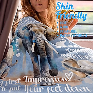 Elephant Gifts for Women, Just A Girl Who Loves Elephants, Throw Blanket for Sister, Daughter, Coworkers, Friends, 65 x 50 Inches, Blue