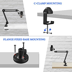 Geekria for Creators Microphone Arm Compatible with AKG Lyra Ultra-HD, P120, P220, C214 Mic Boom Arm Mount Adapter with Tabletop Flange Mount, Suspension Stand, Mic Scissor Arm, Desk Mount Holder