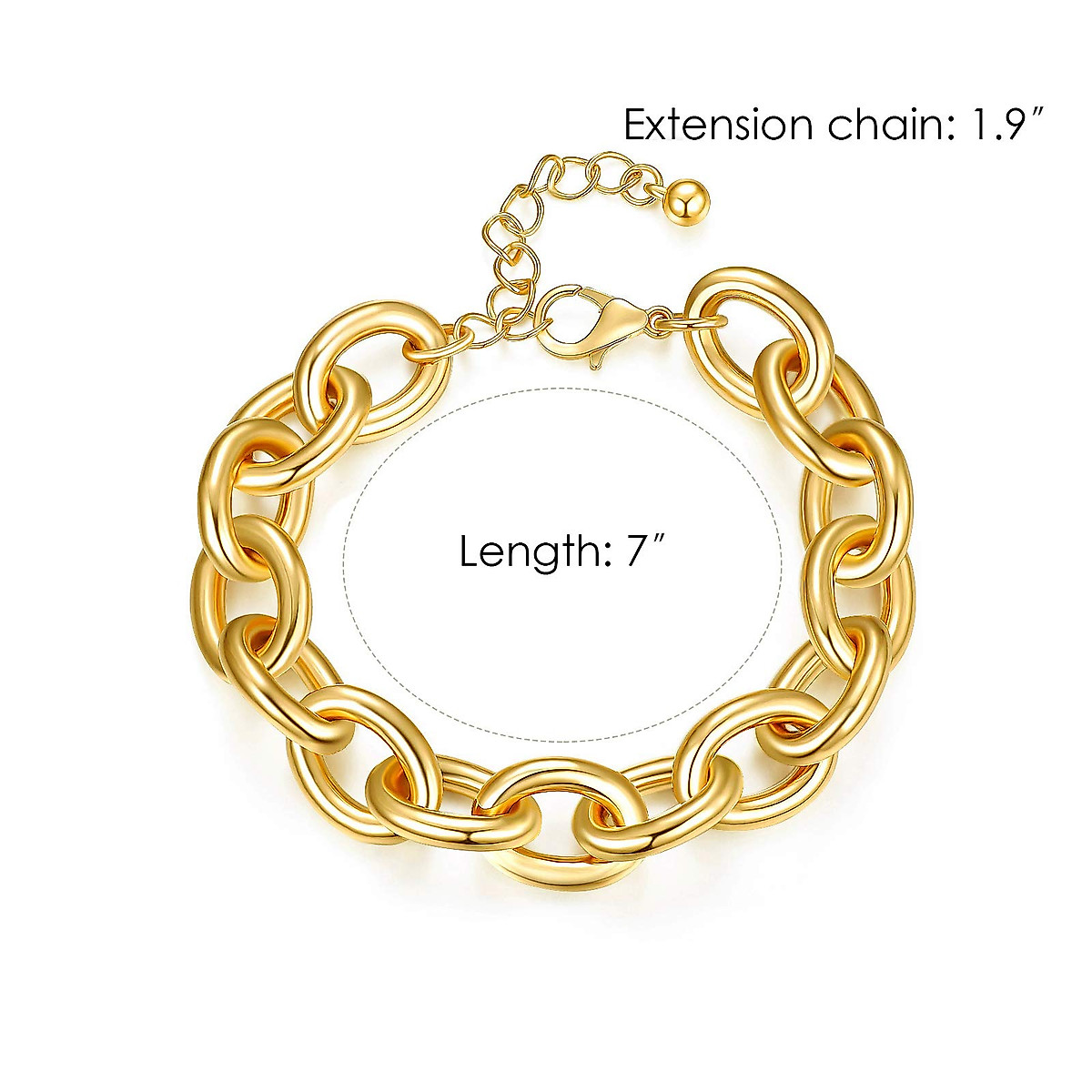 Lane Woods Gold Bracelets for Women 14k Gold Plated Chunky Thick Large Link Chain Bracelet