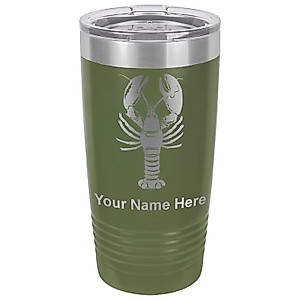 LaserGram 20oz Vacuum Insulated Tumbler Mug, Lobster, Personalized Engraving Included (Camo Green)