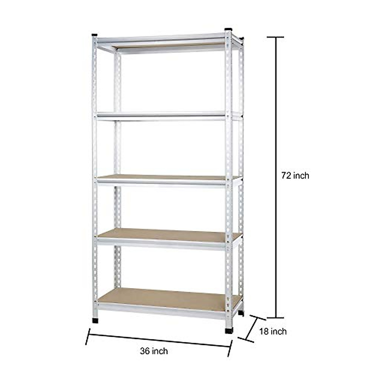 Amazon Basics Medium Duty Storage Shelving Double Post Press Board 5 tier Shelf, Aluminum, 36 x 18 x 72