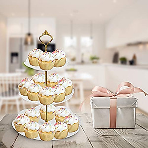 Coitak 3 Tier Cupcake Stand, Plastic Tiered Serving Stand, Dessert Tower Tray for Tea Party, Baby Shower and Wedding (Round)