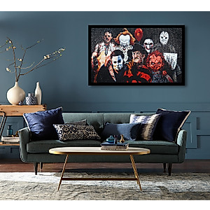 KYOQFVN Halloween Diamond Painting Kits for Adults,5D Full Round Diamond Halloween Clown Diamond Art Kit, Large Dots Diamond Painting for Beginners, DIY Beads for Home Wall Decor, 27.5" x 15"