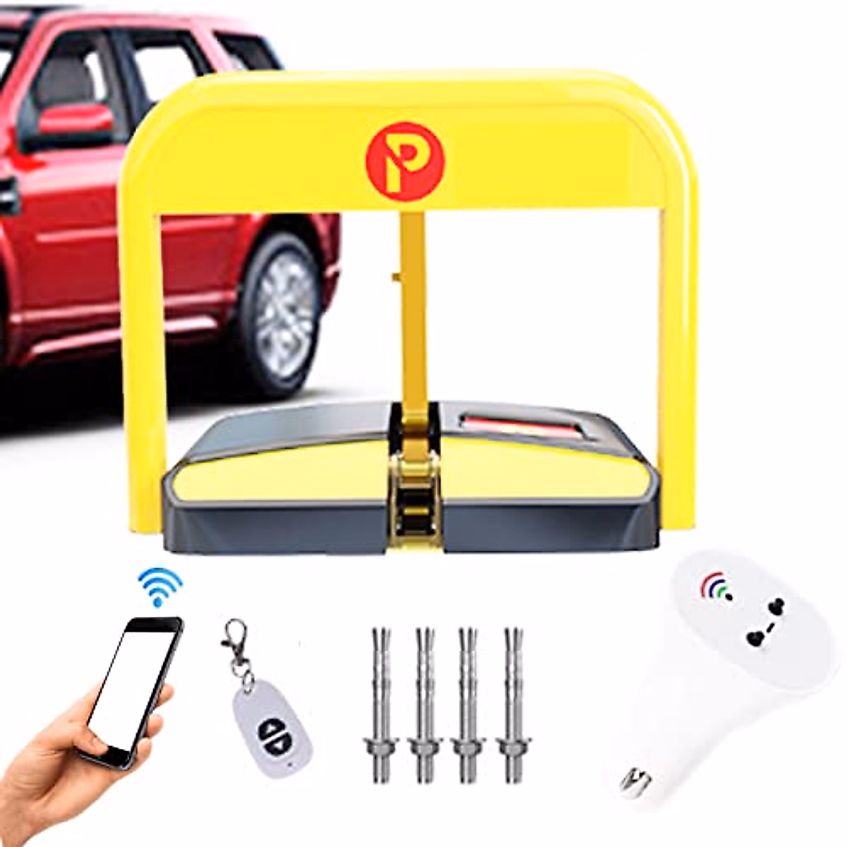 BEESOM Parking Space Lock, 50M Remote Controller Electronic Private Parking Space Lock Parking Space Saver Lock Automatic Barrier Alarmed Carport Tool