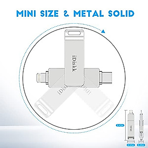 MFi Certified iDiskk 512GB Photo Stick for iPhone USB Storage Flash Drive Photo Transfer Stick for iPhone Picture External Storage iPad Lightning USB C Android Photo Storage iPhone Picture Storage