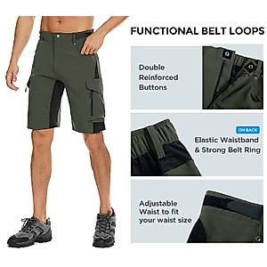 XKTTAC Men's Outdoor Quick Dry Lightweight Stretch Cargo Shorts for Hiking, Tactical, Casual, Fishing, Camping, Travel with 6 Pockets (Army Green, XX-Large)