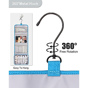 Relavel Travel Hanging Toiletry Bag for Women Men Large Capacity Makeup Bag Waterproof Cosmetic Storage Organizer Case for Bathroom Shower (Blue)