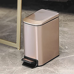 keling 6L/1.6gallon Small Bathroom Trash Can with Lid Soft Close ,Stainless Steel Pedal Garbage Can Gold ,Anti-Fingerprint Finish