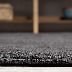 JONATHAN Y SEU100I-8 Haze Solid Low-Pile Indoor Area-Rug Casual Contemporary Solid Traditional Easy-Cleaning Bedroom Kitchen Living Room Non Shedding, 8 ft x 10 ft, Black