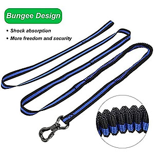 XiaZ Dog Tie Out Cable, 100ft Dog Trolley Runner Cable for Dogs up to 250lbs, Dog Lead for Yard, Camping, Outdoor, with 8 Ft Nylon Bungee Runner, Cable Sling to Protect Trees