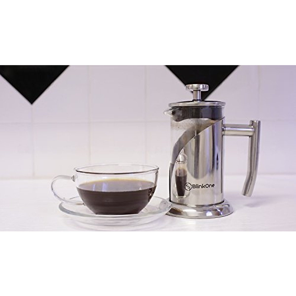 BlinkOne French Press: Single, Double and Up-to Three Serve Cup Espresso Coffee Maker (12 Oz)