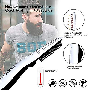 Beard Straightener Comb for Men,Hair Hot Comb,Quick Electric Heated Beard Brush Styler,Travel Portable Styling Comb Beard Iron, Multifunctional Straightening Brush