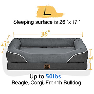 Large Orthopedic Dog Bed Washable - XL Dog Couch Sofa - Four Sides Dog Beds Waterproof Non-Slip for Large Sized Dogs