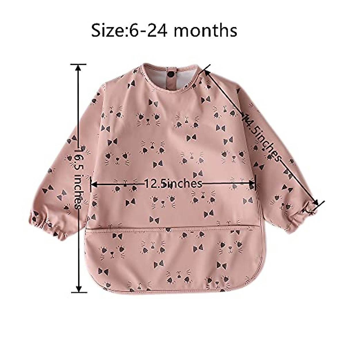 GZMM Waterproof Baby Bibs,Infant Toddler Long Sleeve Feeding Bib With Food Catcher,Easy Clean & Washable 2 Pack