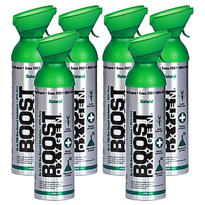 Boost Oxygen Supplemental Oxygen to Go | All-Natural Respiratory Support for Health, Wellness, Performance, Recovery and Altitude (10 Liter Large, 6 Pack, Natural)