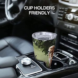 NHJKLWQSZ Lovely Dogs 20oz Stainless Steel Tumbler With Lid And Straw, Double Wall Vacuum Insulated Coffee Mug Travel Cups Leak-Proof Lid For Hot And Cold Drinks, Metal Straws And Brush