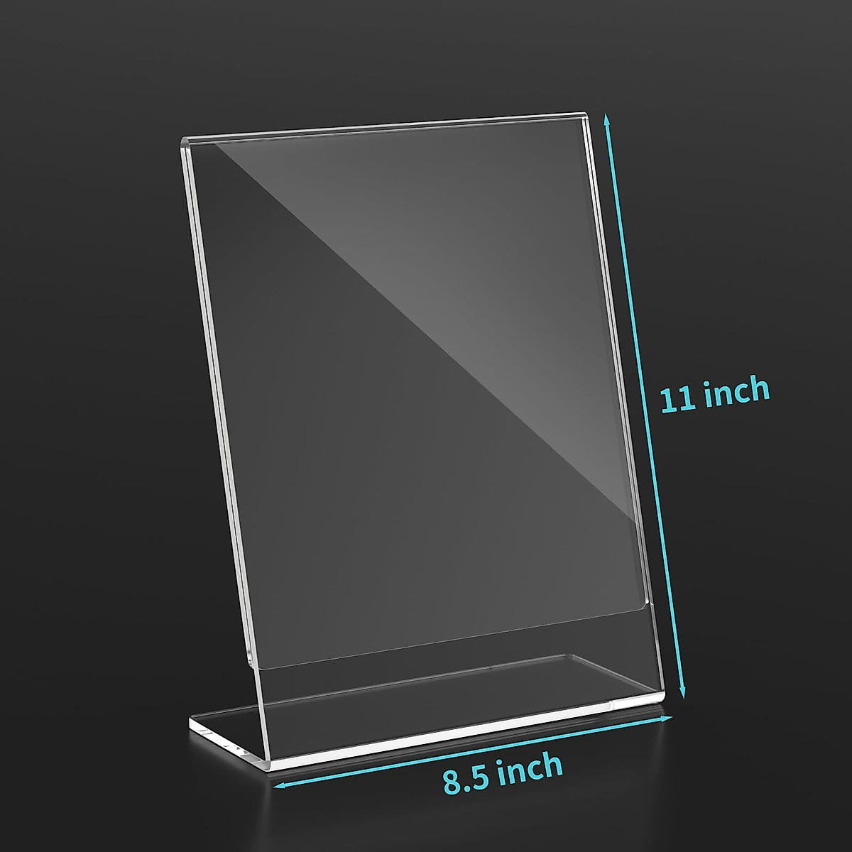 HIIMIEI Acrylic Slant Sign Holder 8.5x11 6 Pack, Plastic Table Menu Display Stand Holder, Plexi Single Ad Frame for Restaurants,Hotels,Stores