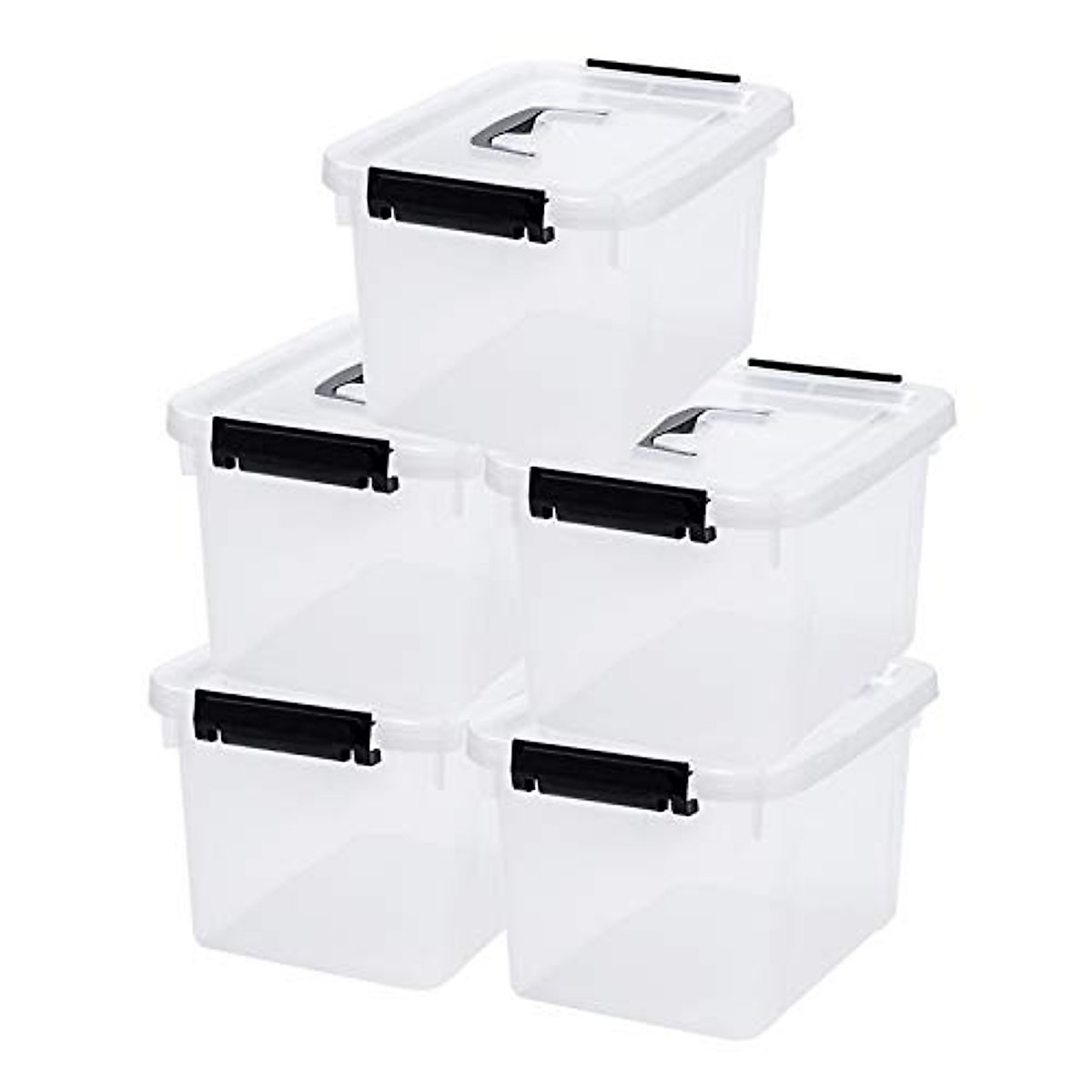 5-Pack Clear Storage Latch Box/Bins with Lid, 8 Litre Stackable Plastic Storage with Handle (8.5 Quart)