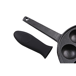 Upstreet Cast Iron Aebleskiver Pan/Ebelskiver Pan/Ideal for Mini Pancake Mold, Cake Pop Pan, and Takoyaki Maker for Danish Stuffed (Black)