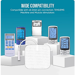 Anrlafie TENS Unit Replacement Pads TENS Unit Pads SM Electrodes Pads 2x2”20 Pcs Reusable Self-Adhesive Electrodes Pads,Compatible with AUVON TENS 7000 TENS Unit Replacement Pads Muscle Stimultaion