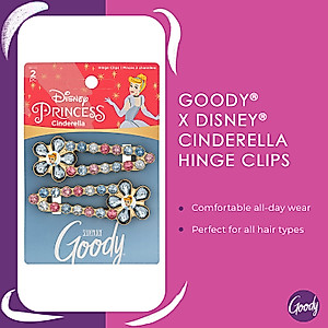 Goody Hinge Jewel Clip - Disney Princess, Cinderella - Slideproof Rhinestone Hair Accessories for Men, Women, Boys & Girls - Style With Ease & Keep Your Hair Secured - All Hair Types