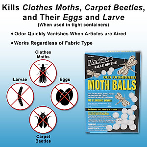 MothGuard MG53PK MG3 Old-Fashioned Cedar Scent, EPA Registered, 5Oz Box of Mothballs-Kills Moths, Carpet Beetles, Repellent Closet Clothes Protector, No Clinging Odor (3-Pack), White