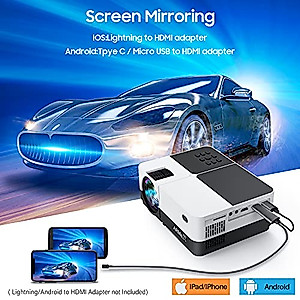 Video Projector, ARMAX Movie projector with Full HD 1080P & 170'' Display Supported,Protable Projector for Outdoor & Indoor with 40000 hrs LED Lamp Life,Compatible with TV Stick,HDMI,VGA,USB