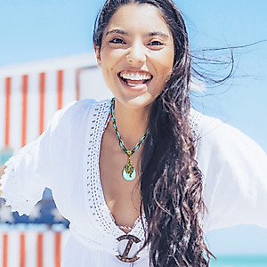 MTLEE Turquoise Necklace 4 Pieces Women Bohemian Necklaces for Gifts Christmas Vintage Turquoise Jewelry Chunky Jewelry for Women Necklaces Set Retro Pendant Rhinestone Collar