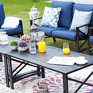 PatioFestival Outdoor Furniture Set Patio Conversation Sets Modern Metal Patio Sofas with Loveseat, Chairs and Coffee Table for Yard, Pool, Garden, Porch (10 Pcs, Blue)