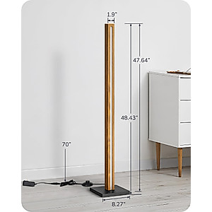 EDISHINE Mid Century Modern Floor Lamp with Remote, Dimmable Wood LED Corner Light, Minimalist Standing Mood Lighting for Living Room, Bedroom, Office, 7 Color Temperature 2700K~6000K, 46"