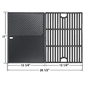 Hisencn 304 Stainless Steel Grill Parts Kit for Home Depot Nexgrill 4 Burner 720-0830H 720-0783E, 5 Burner 720-0888N Grill Burner, Heat Plate, Cooking Grate and Griddle Grill Replacement