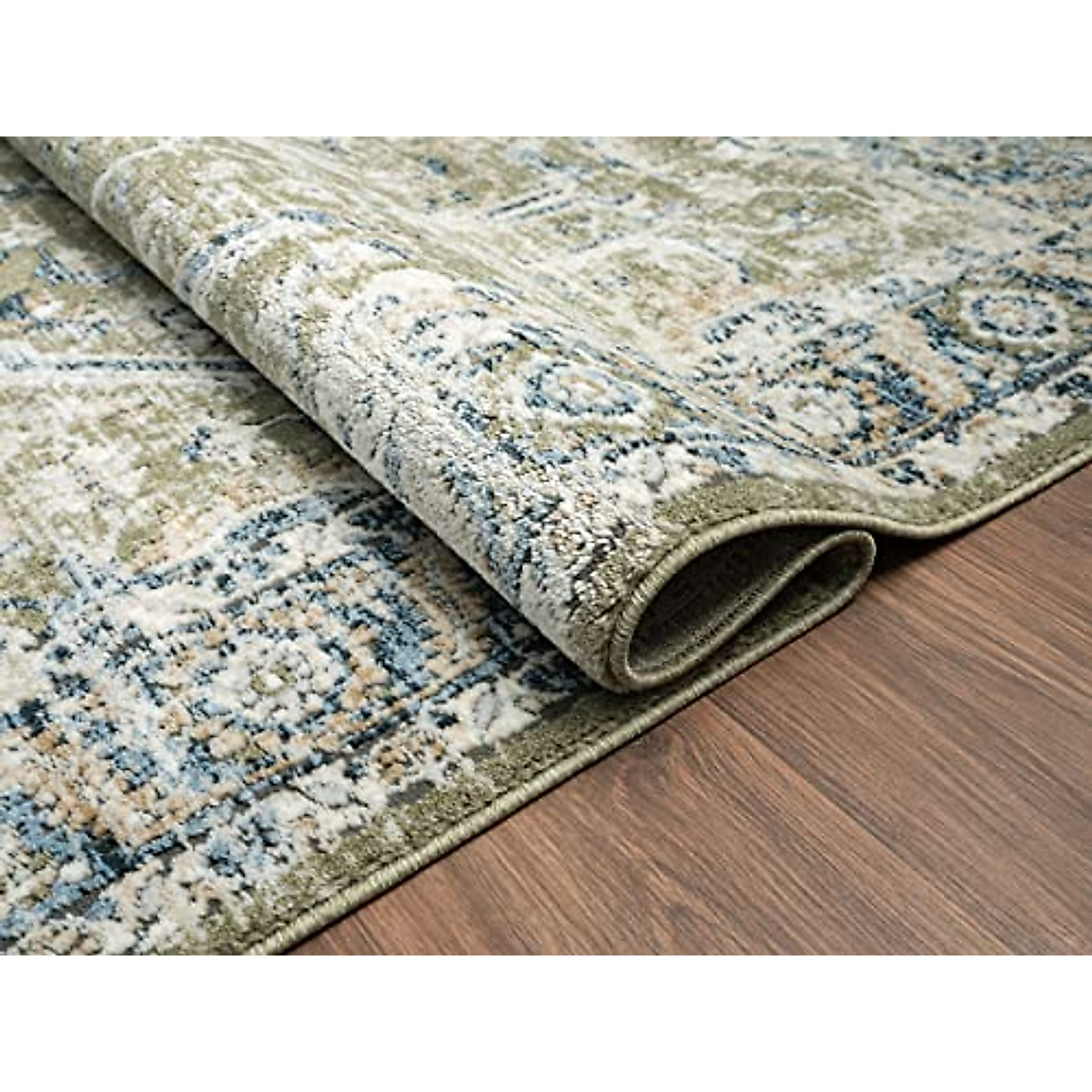 Abani Savoy Collection Area Rug - Intricate Blue/Green Vintage Design 7'9" x 10'2" - Easy to Clean - Durable for Kids & Pets - Non-Shedding - Medium Pile - Soft Feel - Living Room, Bedroom & Office