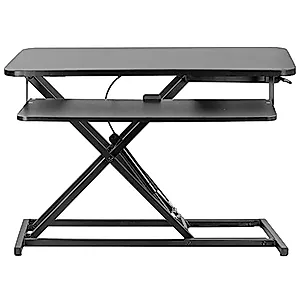 VIVO Height Adjustable 32 inch Stand Up Desk Converter, Quick Sit to Stand Tabletop Dual Monitor Riser Workstation, Black, DESK-V000S