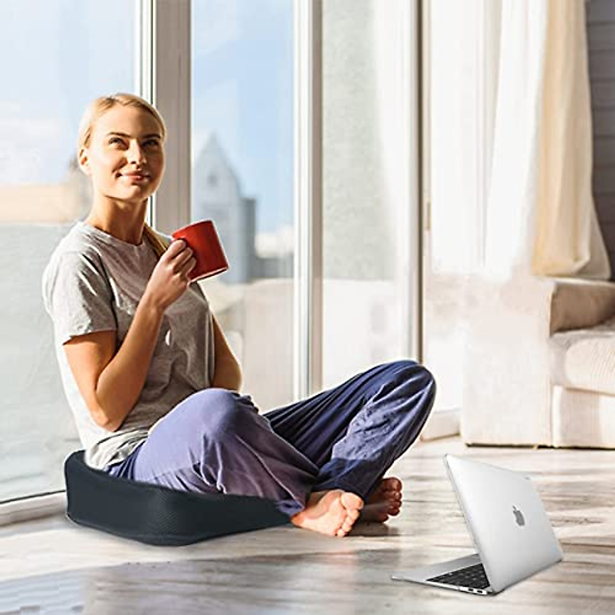 beobeu G2 Seat Cushion Memory Foam Seat Pad Coccyx Pillow for Office Gaming Dinning Chairs Car Seat Cushions Wheelchairs 18x16in (Soft)