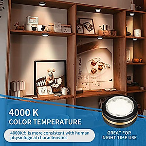 LEASTYLE Under Counter Lights for Kitchen，Wireless LED Puck Lights with Remote Control 6 Pack, Under Cabinet Lighting Battery Operated,Stick-up Steps Lights Indoor