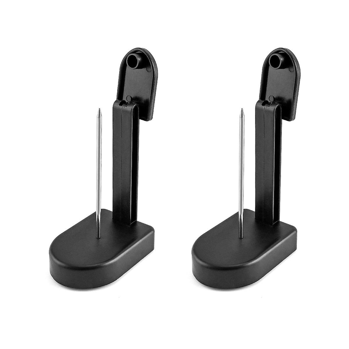 QWORK Paper Memo Holder Receipt Holder, 2 Packs Black Receipt Invoice Spike Stick Bill Fork Memo Note Spike with Safety Cap and Base