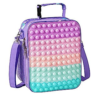 Woosir Lunch Bag for Girls Kids Pop Insulated Lunch Box Mermaid Cute Lunch Tote Bag Box for Girls Fidget Toys Leakproof with Removable Shoulder Strap for Picnic Travel Camping(Mermaid)