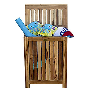 Decoteak H-004 Teak Solid Hamper, Brown
