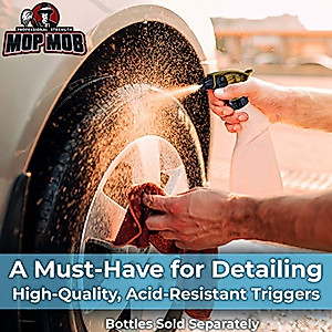 Mop Mob Leak-Free Acid Resistant Spray Head 4 Pack By Durable Industrial Sprayer for Acid-Based Wheel Cleaner Used In Auto/Car Detailing. Heavy Duty Low-Fatigue Trigger and Nozzle With 9 1/4 Dip Tube