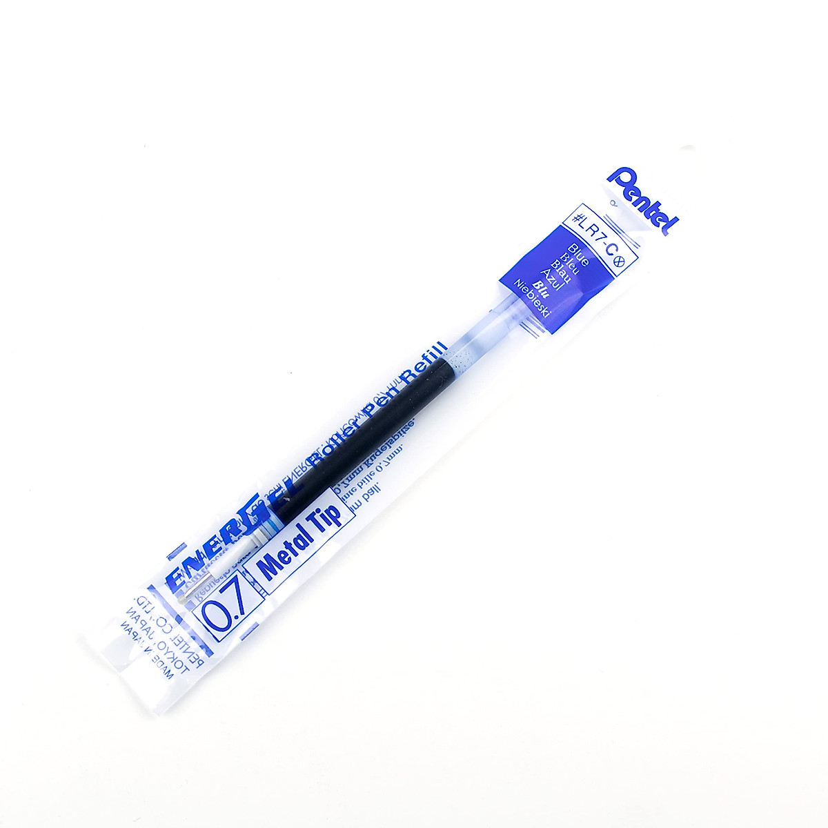 Pentel Refill Ink for BL57/BL77 EnerGel Liquid Gel Pen, 0.7mm, Metal Tip, Blue Ink, Box of 12 (LR7-C-12)